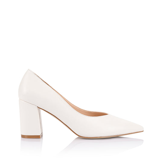 Elliot Block Heel Pumps - Chalk White – Verali Shoes