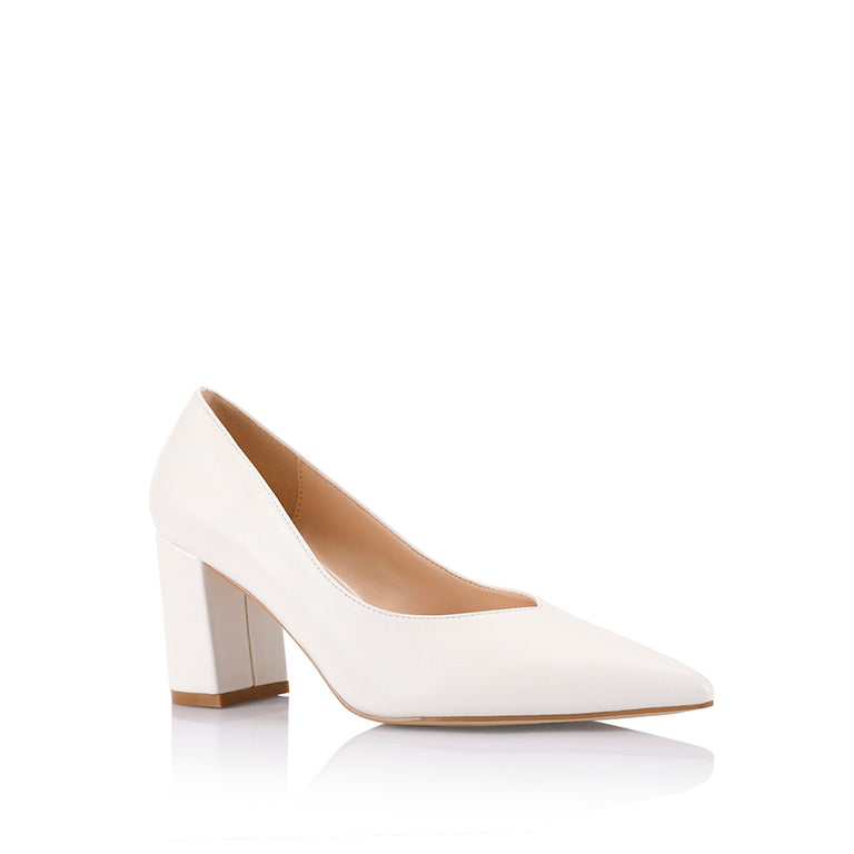 Elliot Block Heel Pumps - Chalk White – Verali Shoes