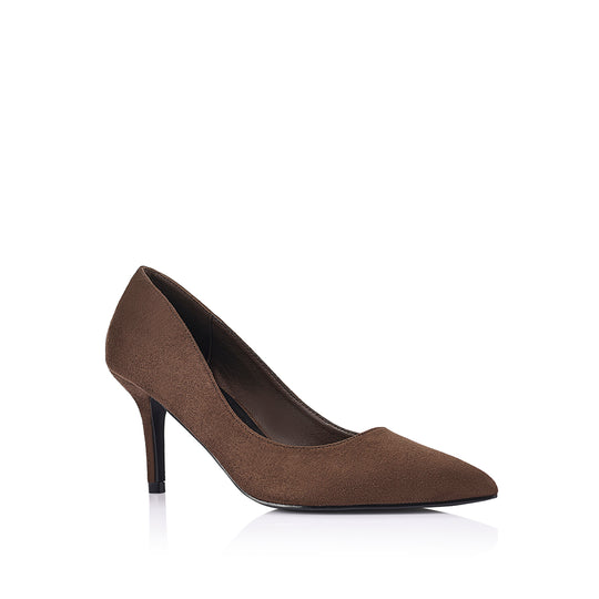 Lewis Stiletto Heel Pumps - Chocolate Brown Micro – Verali Shoes