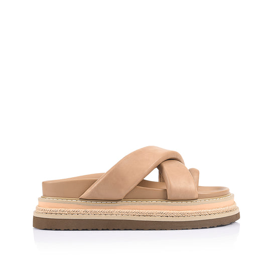 Thelma Flatform Slides - Biscuit – Verali Shoes
