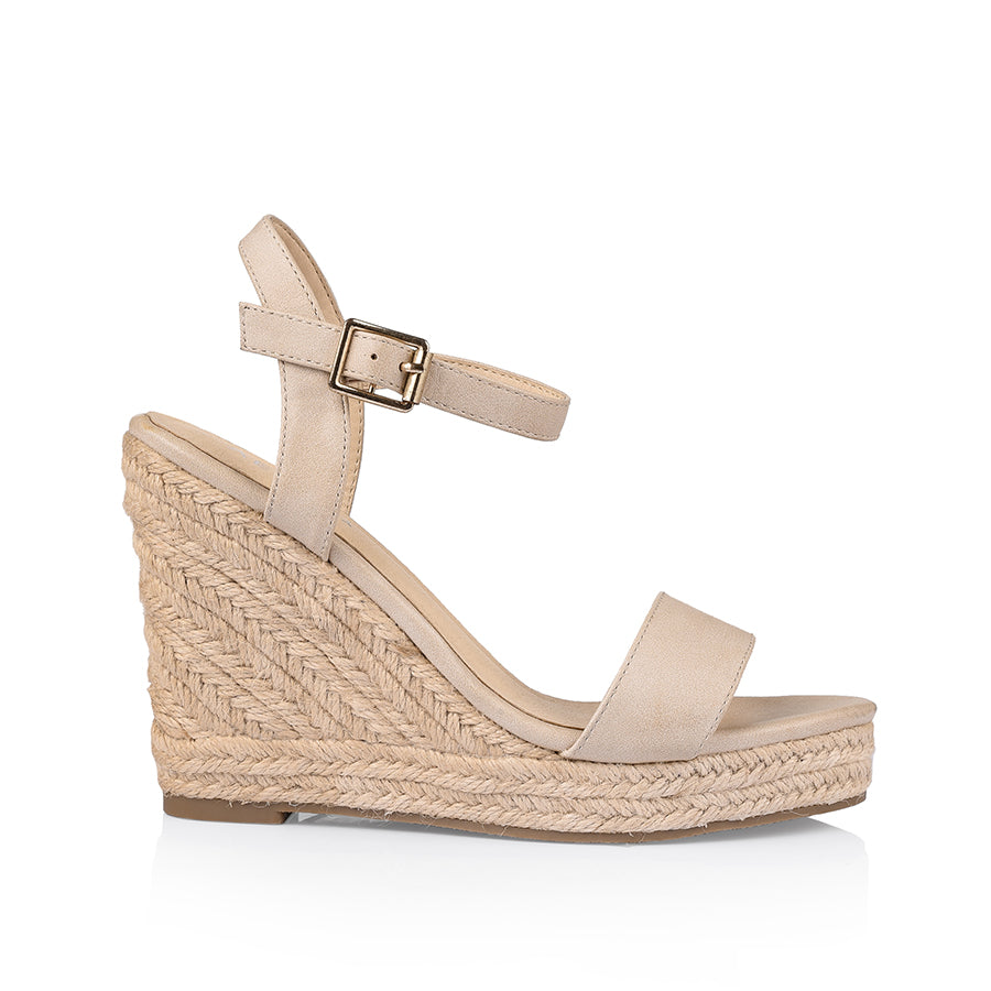 Amaya Nude Rope Wedge Heels | Verali Shoes